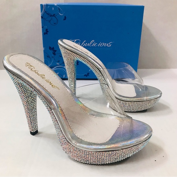 Pleaser | Shoes | Pleaser Fabulicious Cocktail Clear Silver Platform ...